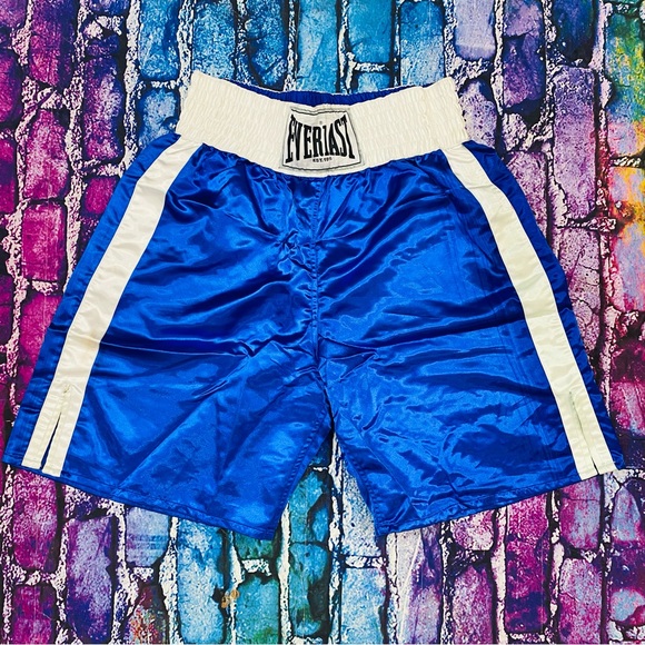 Everlast | Shorts | Everlast Boxing Shorts Trunks White Blue Satin Size ...